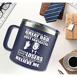 VIWIS Gifts for Dad from Daughter, Son - Dad Gifts from Daughter, Son for Fathers Day - Birthday Gifts for Dad, Funny Dad Birthday Gifts - Best Dad Mug 14Oz