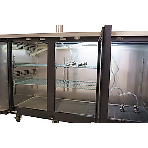 PEAKCOLD 3 Door, 4 Tap Commercial Beer Dispenser - Double Tower Keg Cooler - Kegerator; 72" W