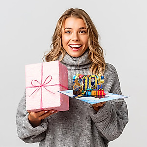 3D Pop Up Birthday Cards, Anniversary Card Happy Birthday Card Postcards Pop up Greeting Cards Birthday Gift Greeting Card for Women Men Kids Husband Wife Mom Dad Daughter Sister Friends (10 Years)