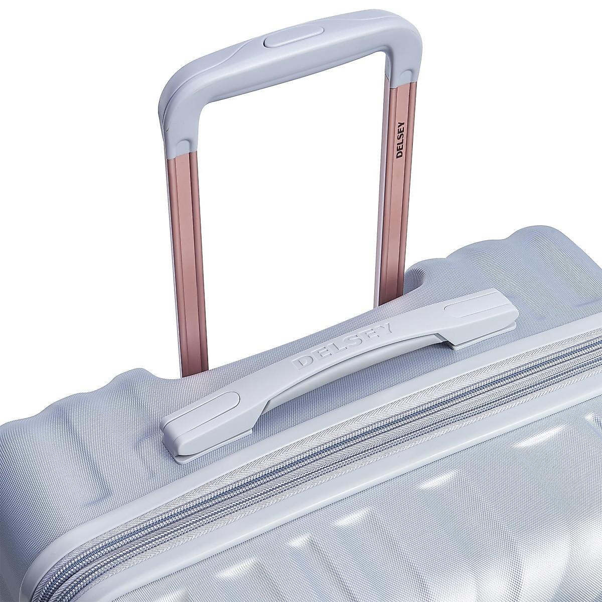 Delsey Paris Alexis Durable Luggage, Expandable Lightweight 4-Wheel Spinner, Easy Grip Handles for Smooth Mobility, TSA-Lock Incorporated, Men and Women, Platinum/Rose Gold, Check-In 25-Inch