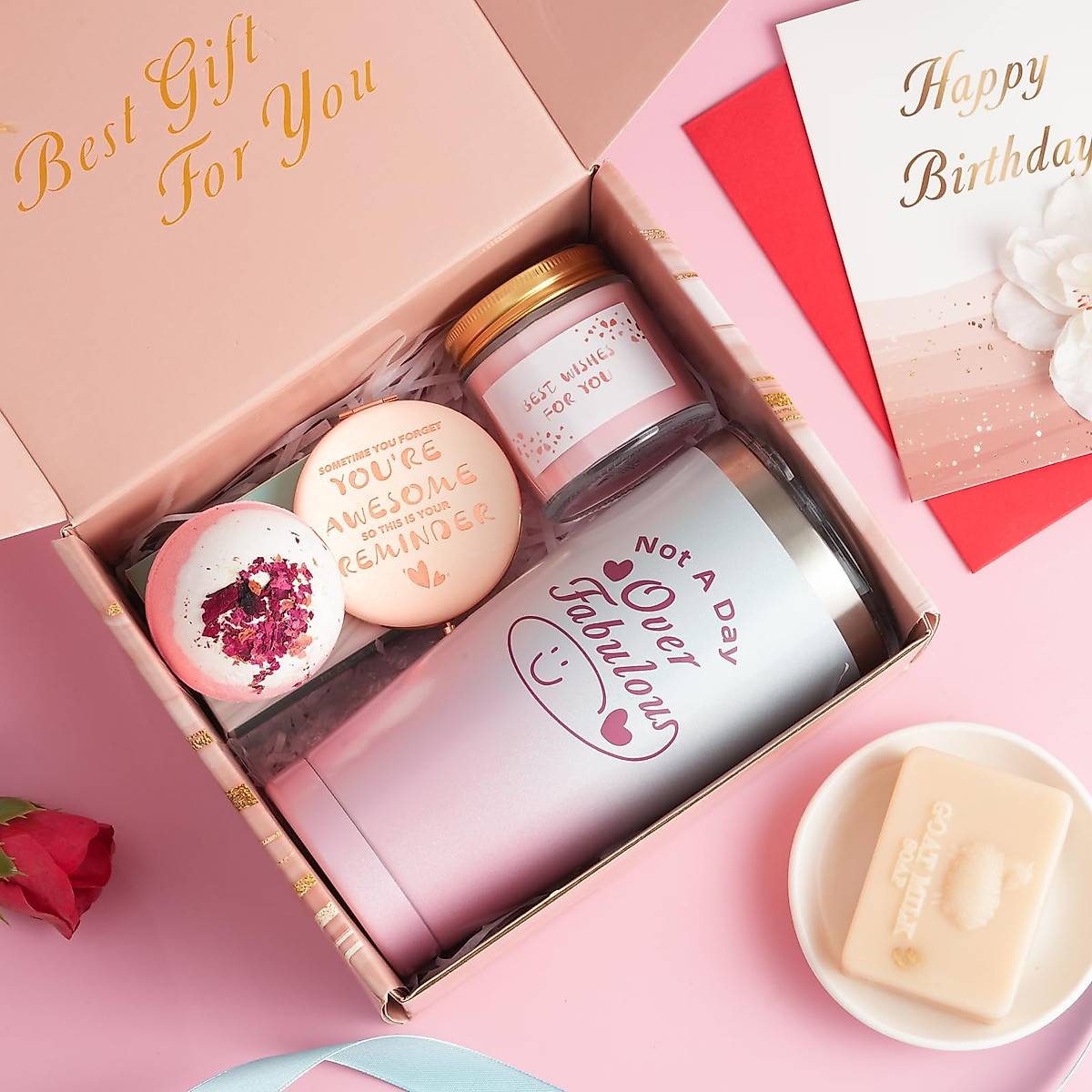 Birthday Gifts for Women, Best Friend Birthday Gift Basket for Women Friendship, Thoughtful Birthday Gift Ideas for Her, Mom, Sister, Wife, Coworker, Teacher, Nurse, Mother's Day, Christmas Day