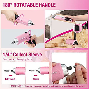 WORKPRO Pink Tool Set with 3.7V Rotatable Electric Screwdriver, 18PCS Portable Ladies Home Tool Kit with Toolbox, Cordless Electric Screwdriver Kit, Household tool kit for Dorm, Apartment -Pink Ribbon