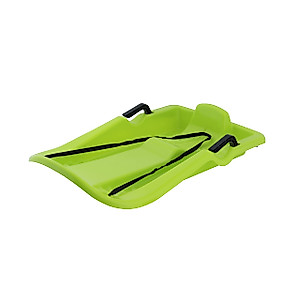 Superio Downhill Snow Sled with Brake Handles for Kids, 35” Toboggan Plastic Sleigh with Pull Rope, Green. (2)