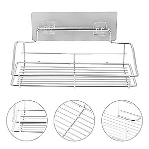Cabilock 3sets Shampoo Xcm Display Shelf Stainless Soap Hand Toiletry Shower Tissue Drilling Baskets Storage Dish Silver Steel Nail- free X. Kitchen Towel Organizing Floating Wire
