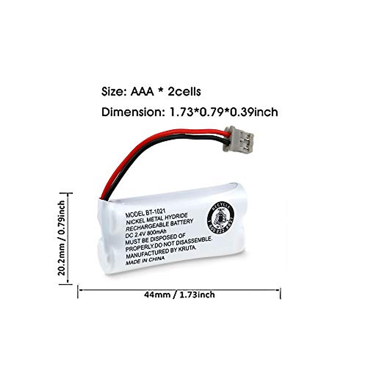 Kruta BT-1021 BBTG0798001 Compatible with Uniden BT-1021 BT1021 BT-1008 BT-1016 BT-1025 2.4V 800mAh Cordless Handset Phone Rechargeable Replacement Battery