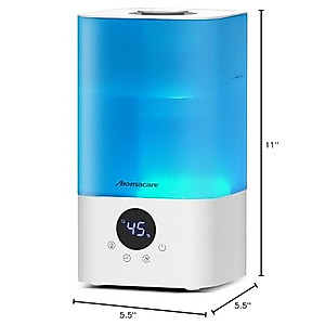 Aromacare Humidifiers for Bedroom, 2.5L Cool Mist Air Humidifier with Essential Oil Diffuser, Small Ultrasonic Top Fill for Baby Kids Plant, Auto Humidity, Auto Shut-Off (White)
