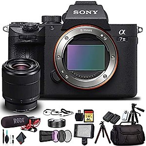 Sony Alpha a7 III Mirrorless Camera with 28-70mm Lens ILCE7M3K/B with Soft Bag, Additional Battery, Rode Mic, LED Light, 64GB Memory Card, Sling Soft Bag, Card Reader, Plus Essential Accessories