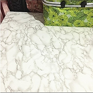 MULLSAN White Grey Marble Gloss Vinyl Film Paper 24''x118'' Roll