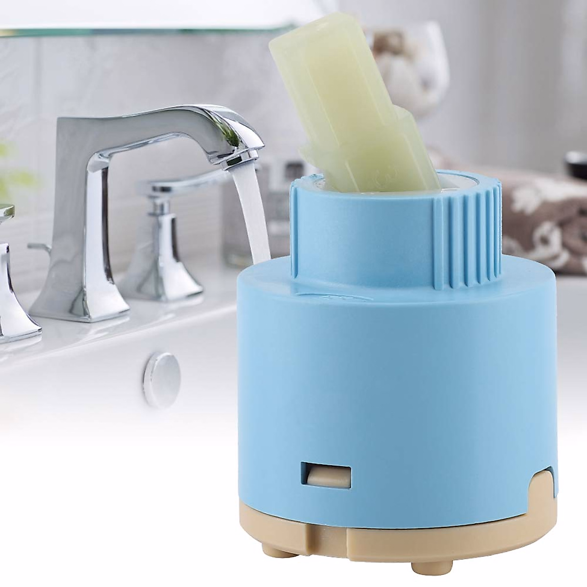Tbest Ceramic Cartridge for Fapully Faucet,Ceramic Cartridge,35Mm Ceramic Cartridge Faucet 35Mm Ceramic Cartridge Water Mixer Tap Inner Control Faucet Valve Abs Blue Practical(35mm Diameter)
