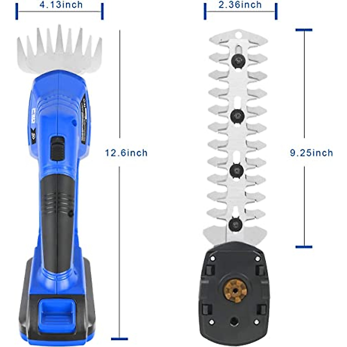 Cordless Grass Shears & Shrub Hedge Trimmer, 2 in 1 Electric Handhled Hedge Clippers 20V Grass Cutter Trimmer with Rechargeable Lithium-Ion Battery and Charger, Plastic Cover Included