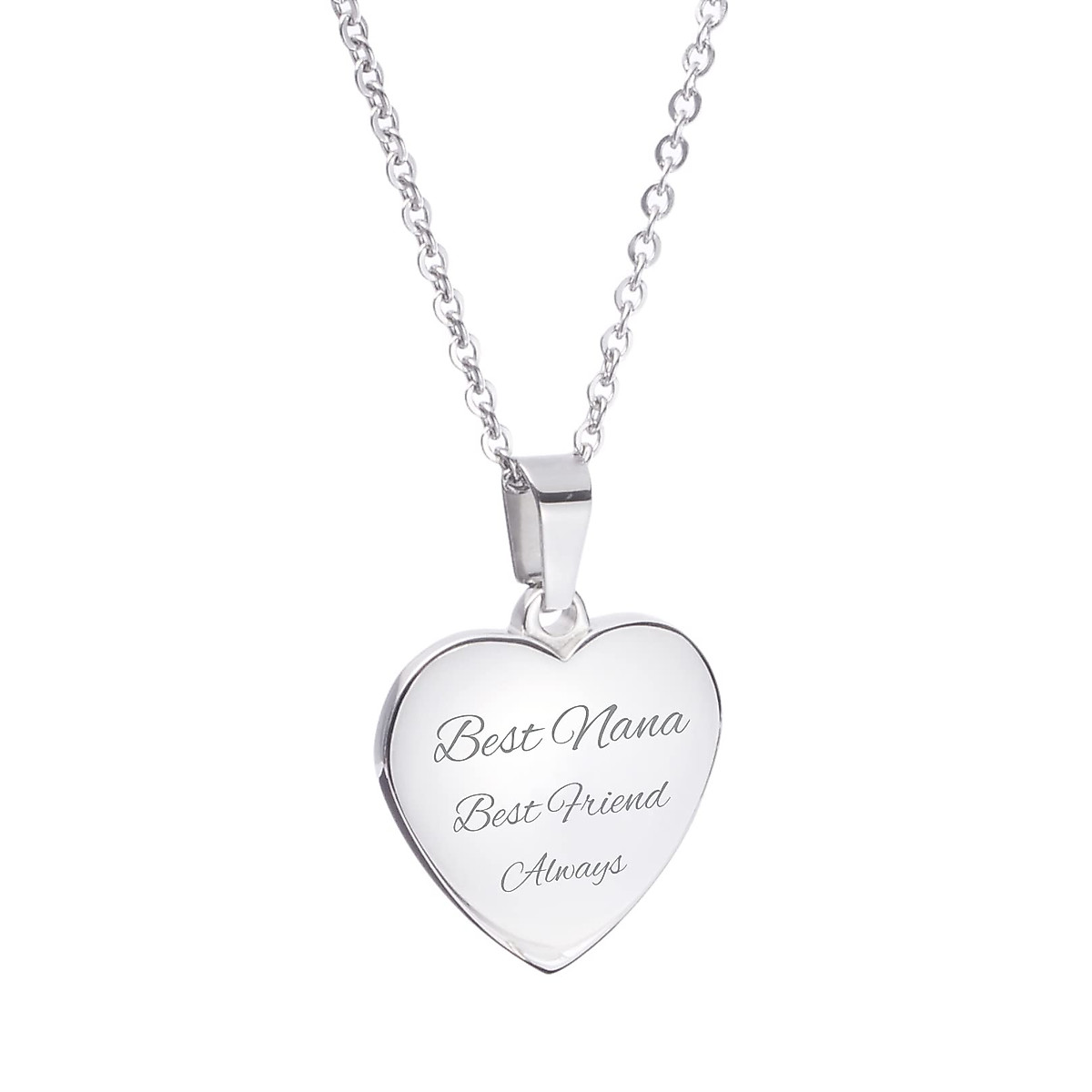 Personalized Silver Heart Necklace Pendant Custom Engraved Free