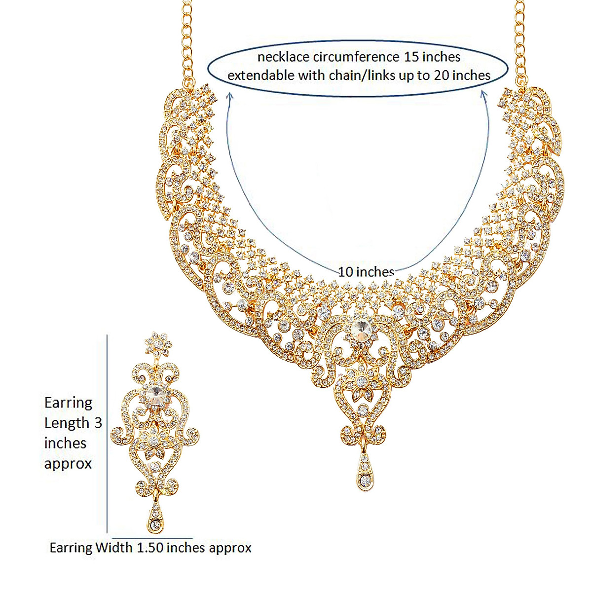 Touchstone Indian jewelry set for women bollywood gold jewellery wedding outfits necklace sets earrings bridal maang tikka fancy costume girls ethnic big desi accessories rhinestone in gold tone