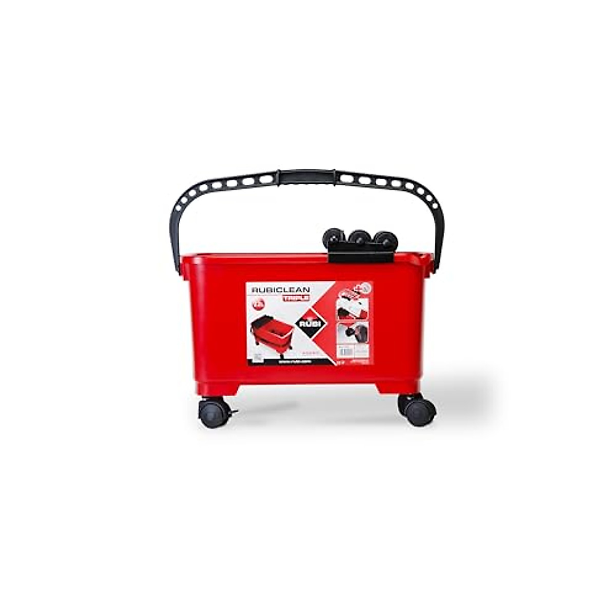 RUBICLEAN Triple SuperPro Grout Bucket System – Lightweight, Durable Washboy with 3 Spiral Rollers, 5.3 gal Capacity, Wheels, and Carry Handle – Ideal for Tile Installation and Cleaning