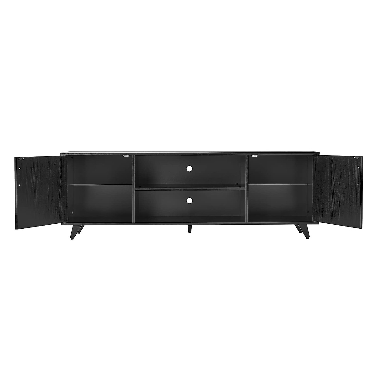 Panana TV Stand, Entertainment Center with 2 Doors and 2 Cubby Storages Cabinets for up to 65 inch for Living Room Bedroom (Black, 53.5 inch)