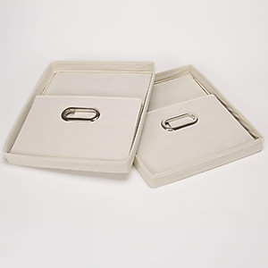 Household Essentials Fabric Storage Boxes with Lids and Handles, Natural