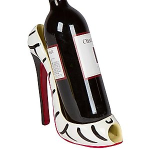 Hilarious Home 8" x 7"H High Heel Wine Bottle Holder - Stylish Conversation Starter Wine Rack (Zebra)
