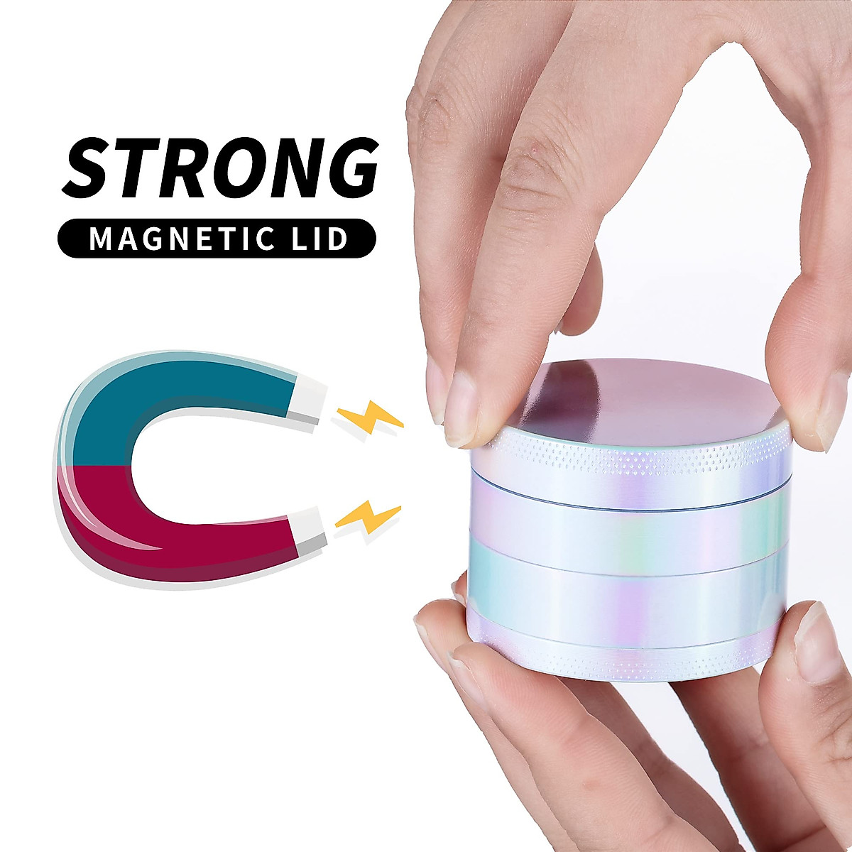 HeezeeBeezee Spice Grinder 2 inches (White Rainbow)