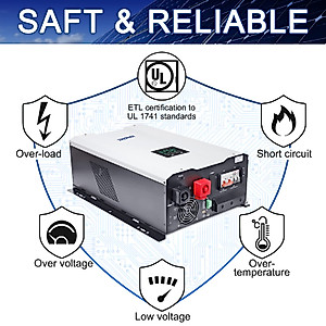 ZLPOWER UL1741 10KW Solar Off Grid Inverter 110/220Vac Low Frequency DC 48V AC Input 240V AC Output 120V/240V Split Phase Pure Sine Wave Power Converter,with 2x60A MPPT Charger Controller 10000W