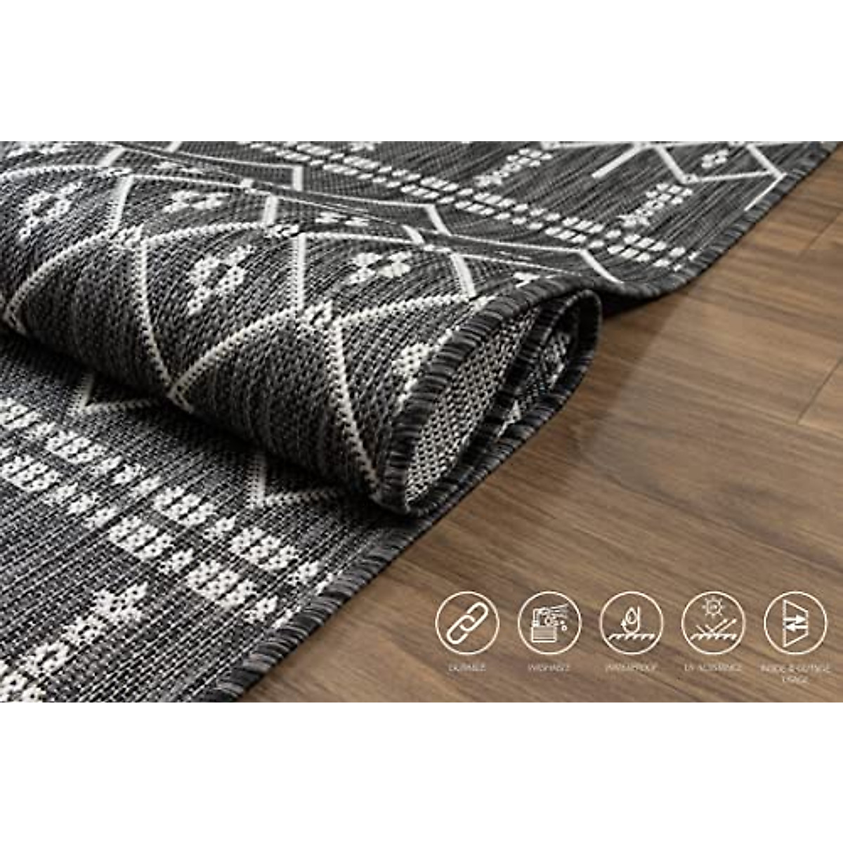 Adiva Rugs Outdoor Indoor Area Rug, Weather Resistant, Easy to Clean, Stain Resistant Floor Mat for Dining Room, Backyard, Deck, Patio (Pebble Weiss, 2' x 3')