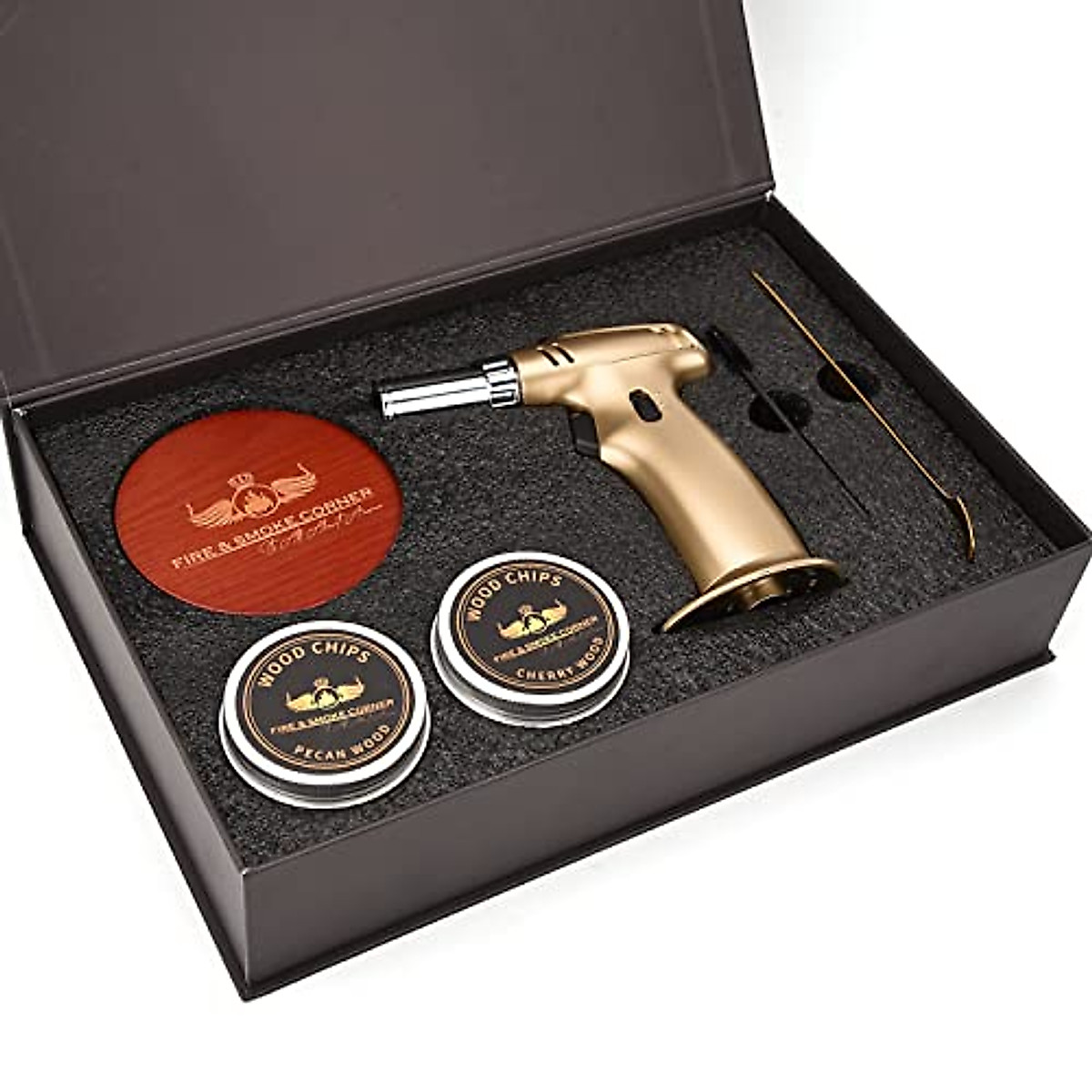Cocktail Smoker Kit with Torch – 4 Flavors Wood Chips – Bourbon, Infuser Kit, Old Fashioned Drink Smoker Kit, Amazing Valentine Gifts for Men, Dad, Husband (Without Butane)