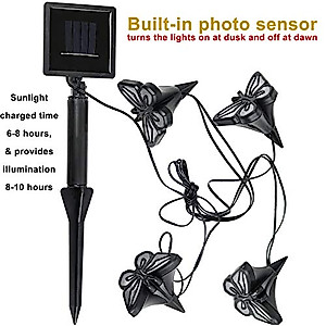 Solar Lights Outdoor Decorative Butterfly Solar Pathway Lights Garden Decor LED Yard Decor (Cool White - Set of 4)