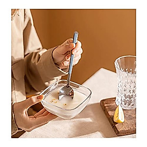 Spoons Soup Spoon Stainless Steel Spoon Household Soup Spoon Long Handle Rice Spoon Durable Delicate Bright Spoon Teaspoon (Color : Bigblue Mug)