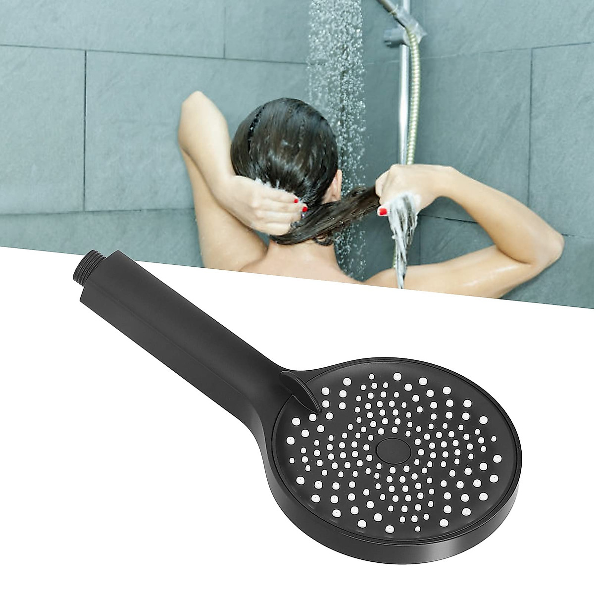 Handheld Shower Head, Colorfast Wearproof Lightweight High Pressure Showerhead for Bathtub (Black)