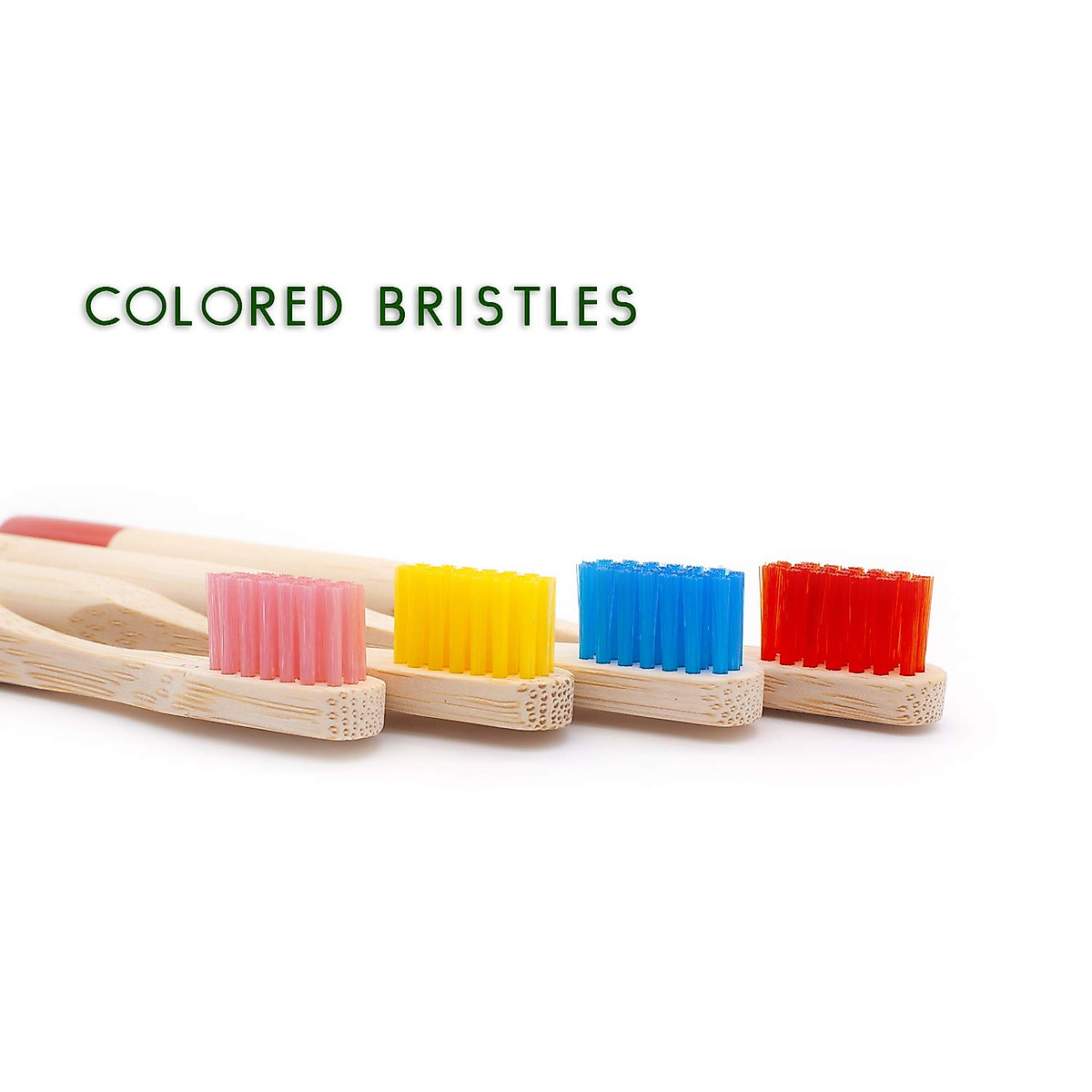 Virgin Forest Kids Bamboo Toothbrushes, Child Size Soft BPA Free Colored Safe Bristles (4 Pack)