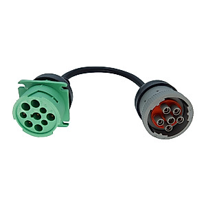 6pin J1708 to Type2 Green 9pin J1939 Adapter Cable for Trucker and car 1ft/30cm