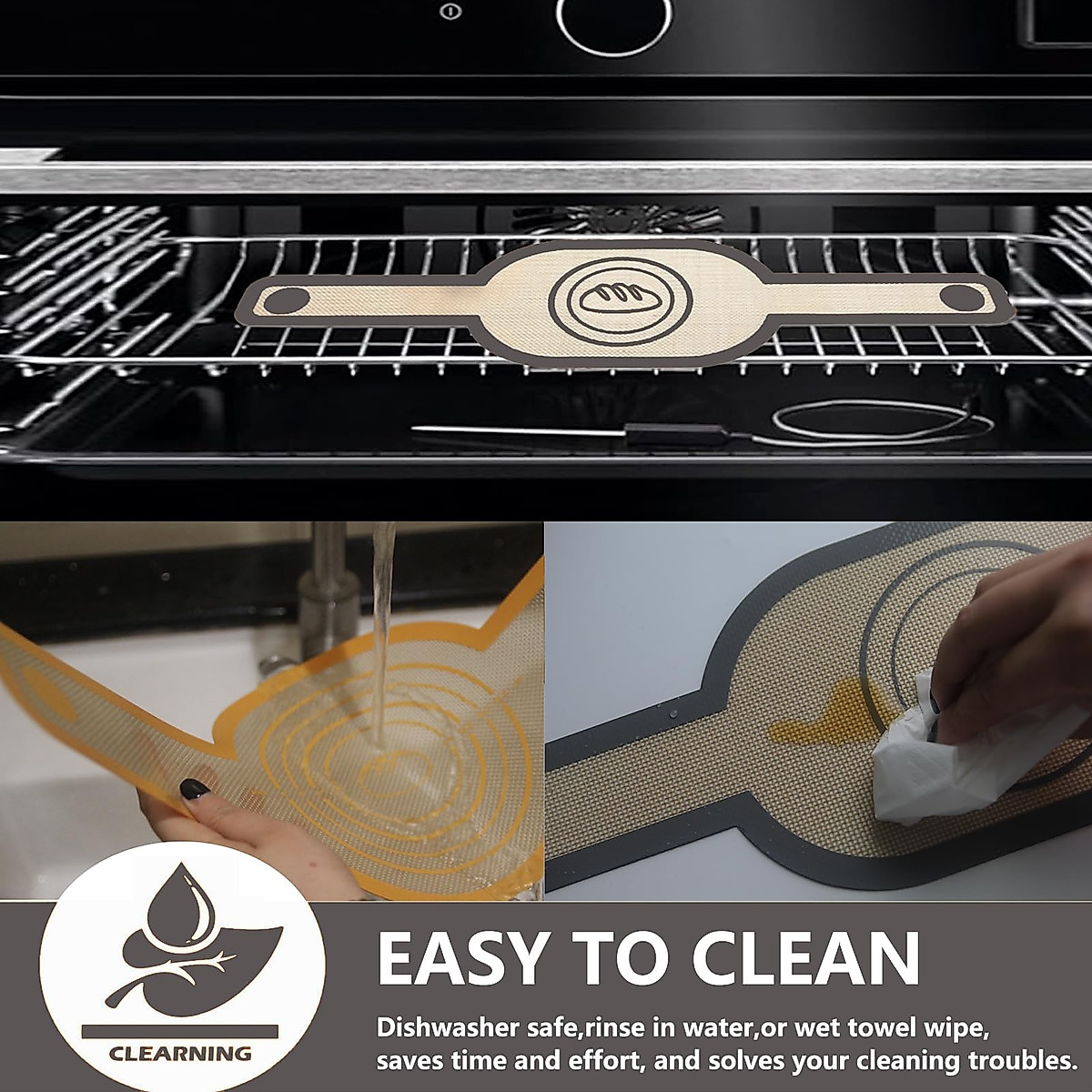 2Pcs Silicone Bread Sling Oval And Round For Dutch Oven, Non-Stick Easy-Clean Reusable Silicone Baking Mat With Long Handles Sourdough Bread Baking Mat Tools Supplier Liner, Gray