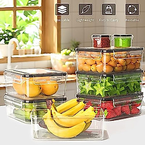 JSCARES Airtight Food Storage Containers with Lids - 16 Pcs (8 Lids & 8 Containers) Premium BPA-Free Plastic Food Containers Set Reusable for Kitchen Organization - 4.6 Cup Meal Prep Containers Microwave Dishwasher and Freezer Safe