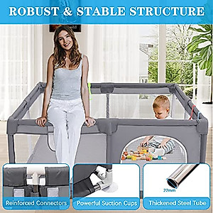 Baby Playpen,Large Playpen for Babies and Toddlers, Baby Fence Play Area with Anti-Slip Base, Safety Play Yard for Infant, Play Pens for Babys (59"x71")