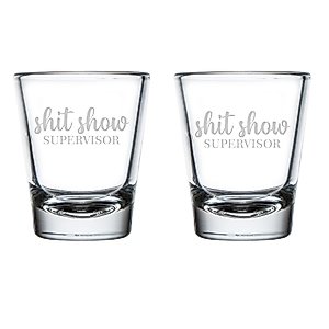 Set of 2 Shot Glasses 1.75oz Shot Glass Gift Funny Mom Boss Manager Teacher Sht Show Supervisor