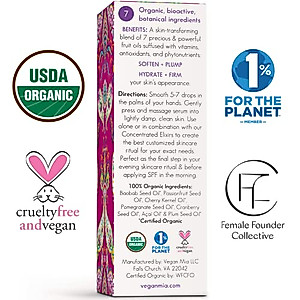 Vegan Mia - USDA Organic Radiance Superfruit Vitamin C Face Serum - Organic Facial Serum Blend of Potent Antioxidants and Nourishing Vitamins - with Baobab, Pomegranate, Maracuja, and Açaí Oils for Glowing Skin, 0.5 fl oz