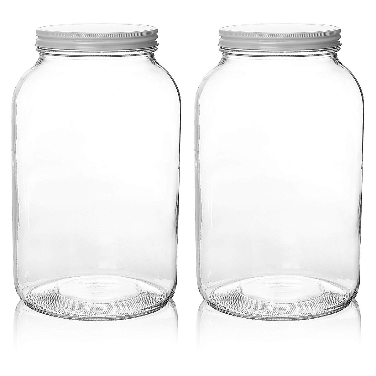 kitchentoolz 4 Pack - 1 Gallon Glass Large Mason Jars Wide Mouth with Airtight Metal Lid - Safe for Fermenting Kombucha Kefir Kimchi, Pickling, Storing and Canning- Dishwasher Safe- Made in USA