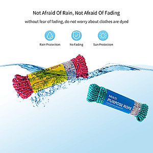 HOUERT Polypropylene Clothesline Rope, 3/16Inch X 40FT, Retracting Outdoors All-Purpose Rope for Laundry Line Dryer, Camping Travel & Home Use DIY Rope (1 Solid Rope, Red)