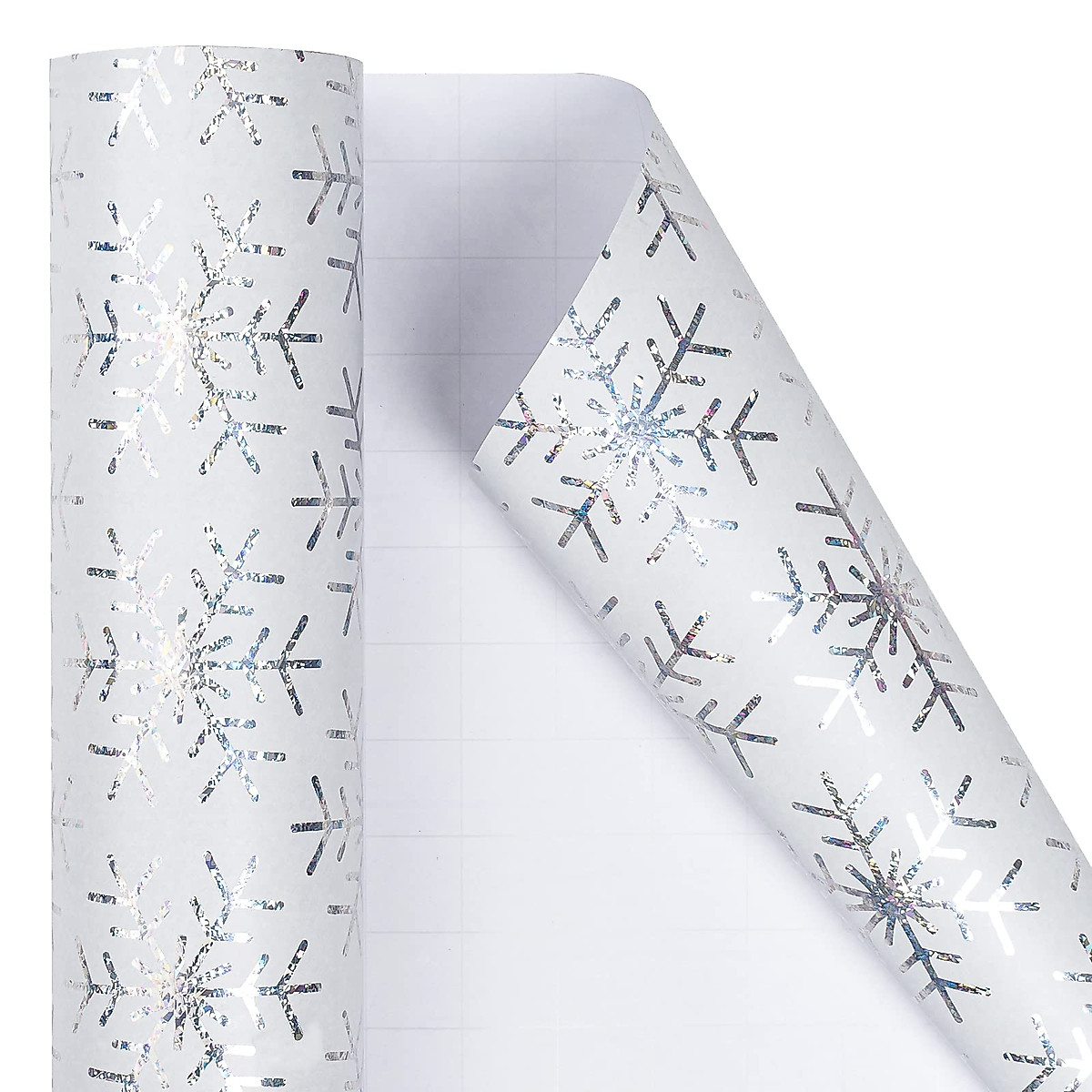 RUSPEPA Christmas Wrapping Paper, Jumbo Roll Wrapping Paper - White Shiney Snowflake Design for Holiday Gift Wrap - 24 Inches x 100 Feet