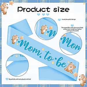 4pcs Bear Theme Mom to Be Sash baby shower Dad to Be Pin and blue Flower Crown for Gender Reveal Party Baby Shower Decorations for boys Pregnancy Props Keepsake Gifts