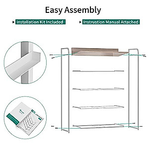 YITAHOME Fabric Dresser with 5 Drawers - Storage Tower with Large Capacity, Organizer Unit for Bedroom, Living Room & Closets - Sturdy Steel Frame, Wooden Top & Easy Pull Fabric Bins (Light Grey)