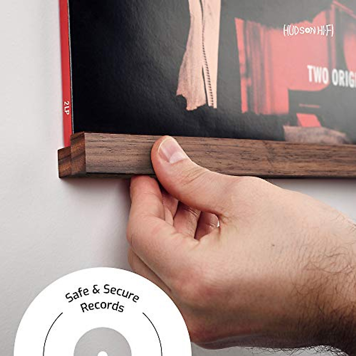 Hudson Hi-Fi Modular Vinyl Record Wall Mount Display System - 1 CT Wooden Shelves for LPs, Walnut Shelves for Wall w/ Snap - Display Shelf for Collectibles - Vinyl Records Decor & Record Holder