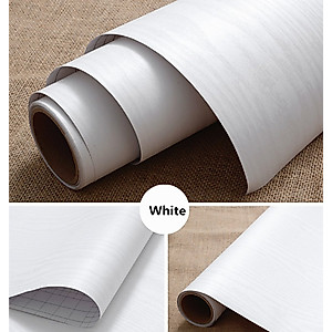 Moyishi Self Adhesive White Wood Grain Furniture Stickers PVC Wallpaper cabinets Gloss Film Vinyl Counter Top Decal 15.7''x79''