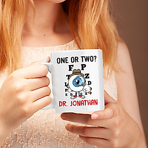 Personalized Eye Chart Alphabet Coffee Mug Gift With Eye Doctor Name, Customized Ophthalmologist Eye Doctor Ophthalmology Mug 11 Oz 15 Oz, Ophthalmologist White Coffee Cup Gift For Men Women Birthday