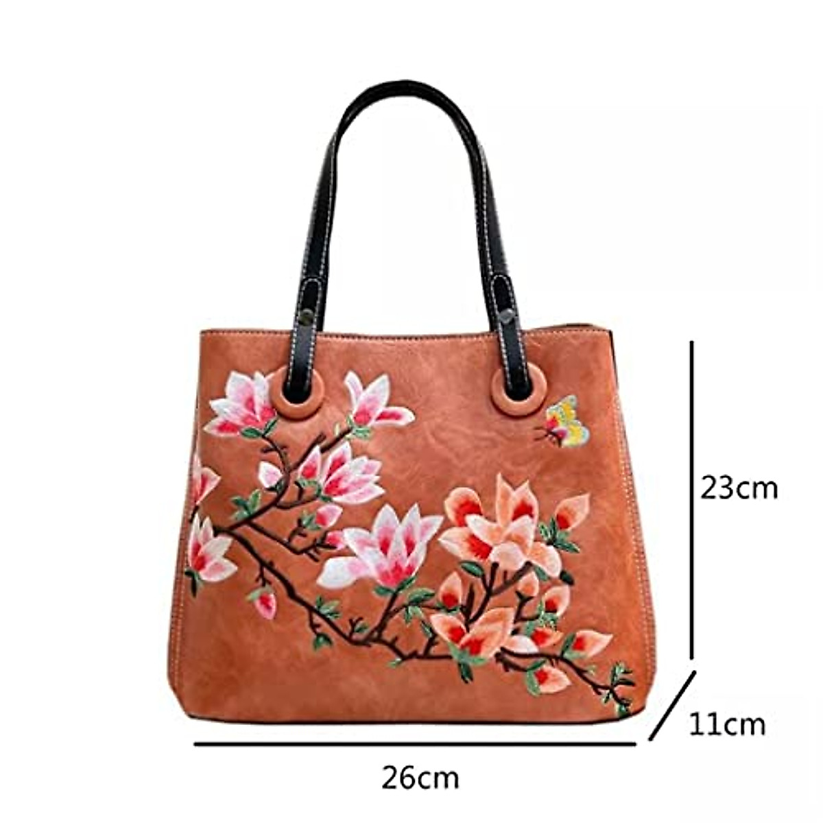 ZLXDP Chinese Style Embroidered Handbag Retro Floral Shoulder Bag Large Capacity Women's Casual Tote Bag (Color : C, Size