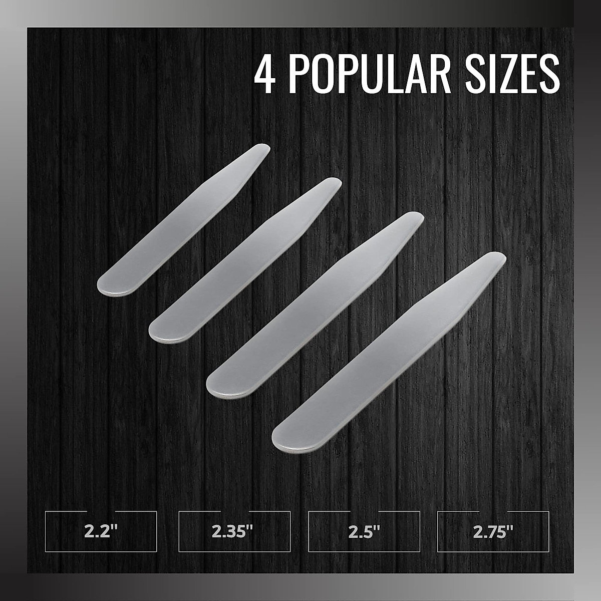 Quality Stays Metal Collar Stays for Men – 40 Collar Stays for Men's Dress Shirts - 4 Sizes