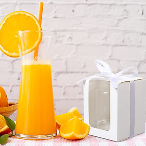 50 Set Wine Glass Gift Box Glassware Display Box Favor Boxes with Clear Window 9 oz Stemless Wine Glass Storage Box for Wedding Bridal Shower Baby Shower Birthday Parties Favors (White)