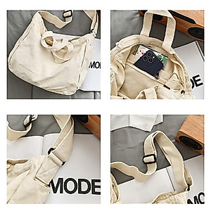 TUPIRIYN Women's Canvas Crossbody Bag Large Shoulder Bag Solid Color Casual Messenger Bag Travel Handbag Unisex (Black)