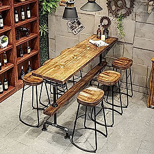 SUSUO Wood Top & Water Pipe Frame Counter Table Industrial 42-inch Height Table Bar Table, Farmhouse Dining Room Kitchen Furniture for Home Decor, 78.7" L x 19.7" W x 41.3" H