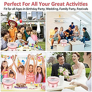 Cotton Candy Machine for Kids,Candy Floss Maker,Portable Cotton Candy Maker,DIY Marshmallow Machine with Large Splash-Proof Plate for Home Birthday Family Party Cinema (Pink)