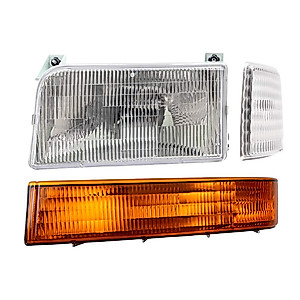 Brock Replacement 6 Piece Set Headlights, Corner and Side Park Signal Lights Compatible with F2TZ13008B F2TZ13008A F2TZ15A201D F2TZ15A201C