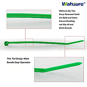 Extreme High Heat Resistant Cable Zip Ties 8 Inch Heavy Duty Green Zipties 100pcs,Weather Proof Plastic Tie Wraps Heat Stabilized 40 Pounds Tenstil Strength for Duct,Apply to Temp 266 Degree F